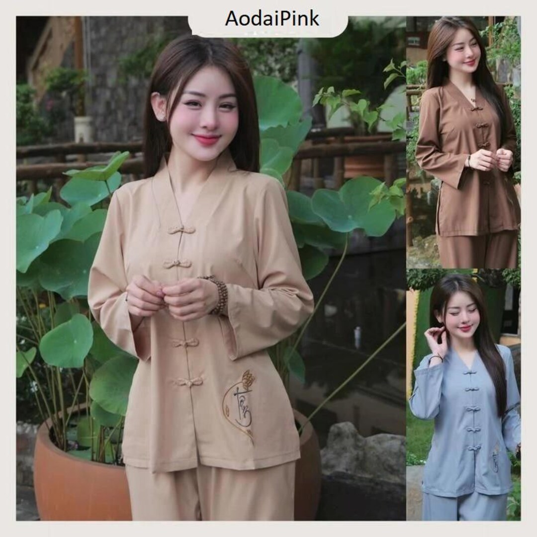 Pre-made, Ao Ba Ba, Traditional Temple Outfit for Women – Embroidered ...