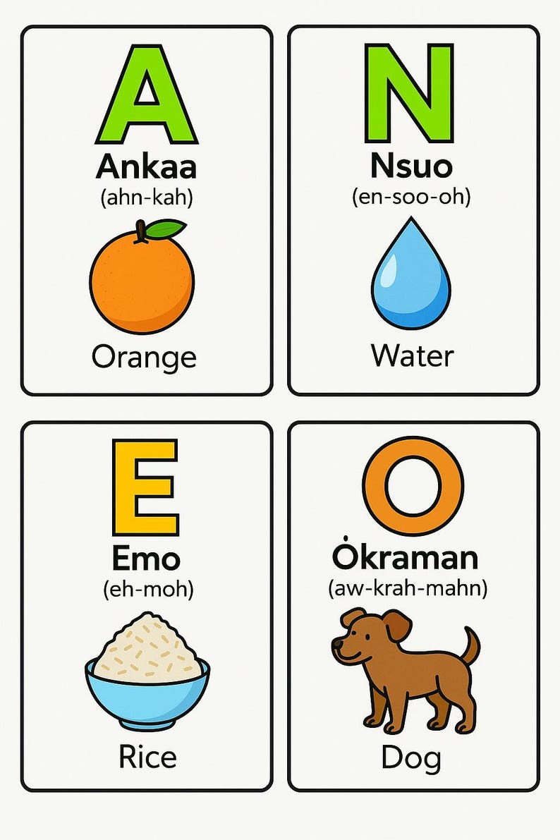 Printable + Digital Ghana Alphabet Flashcards – Bilingual Twi-english ...