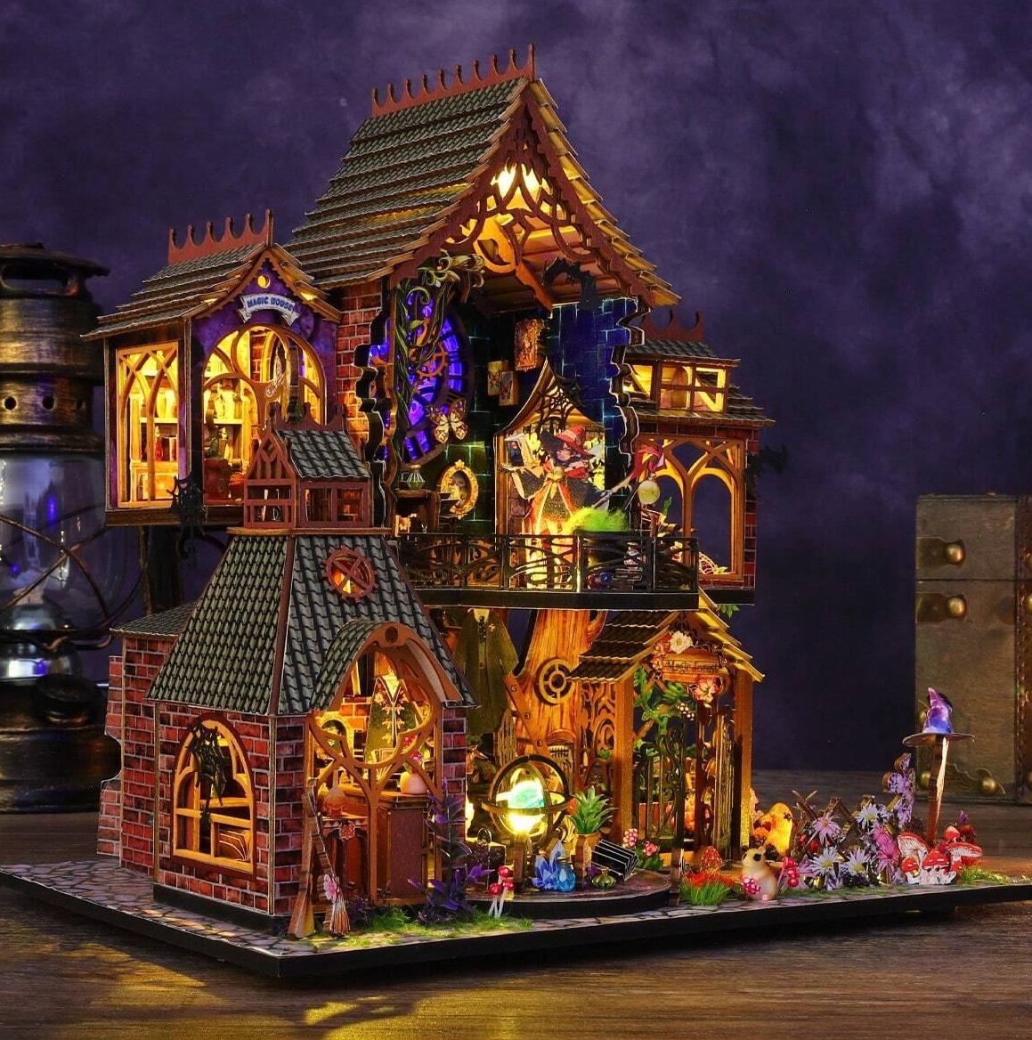 DIY Miniature Haunted House Kit With LED Lights – Gothic Dollhouse ...