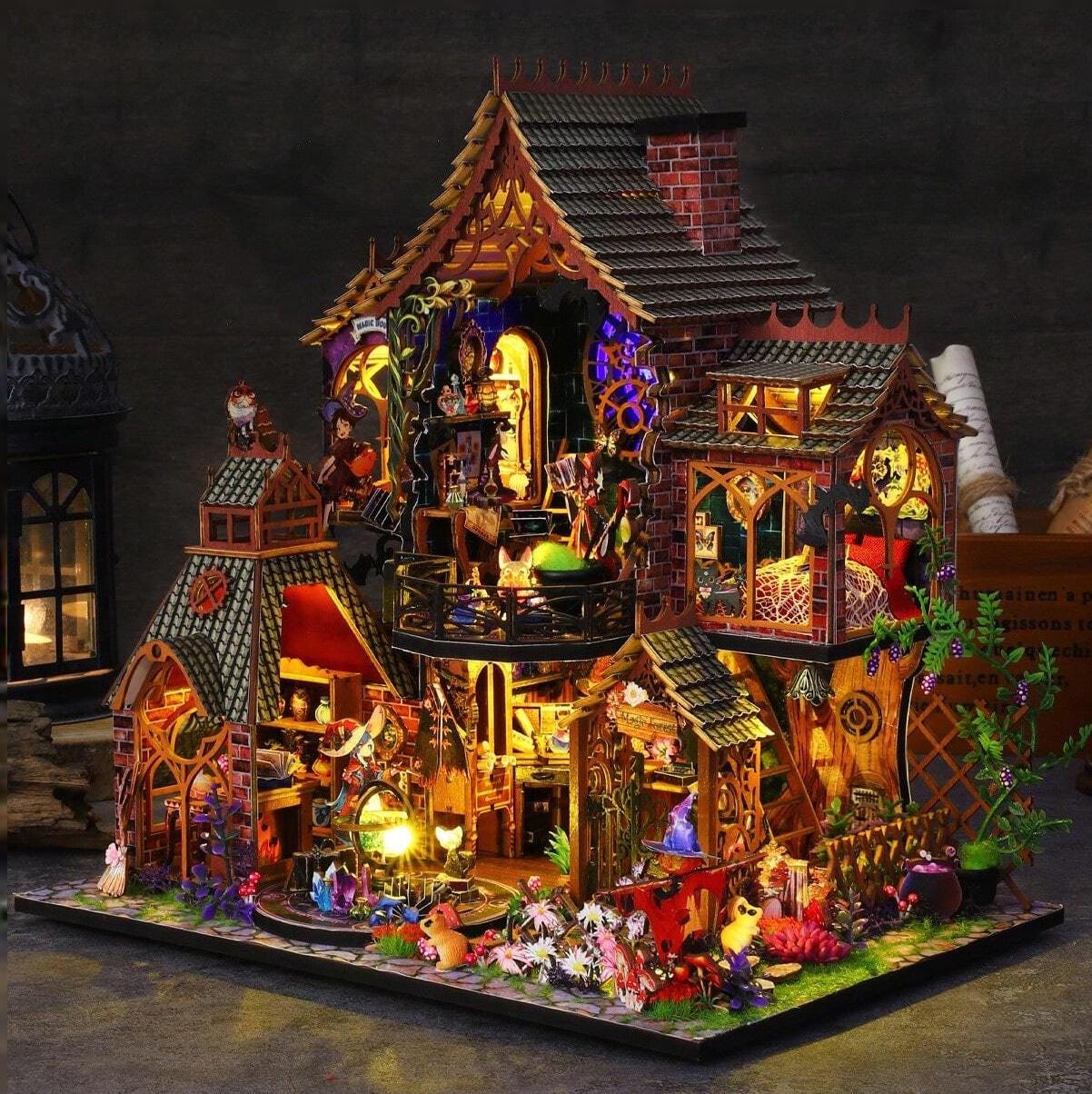 DIY Miniature Haunted House Kit With LED Lights – Gothic Dollhouse ...