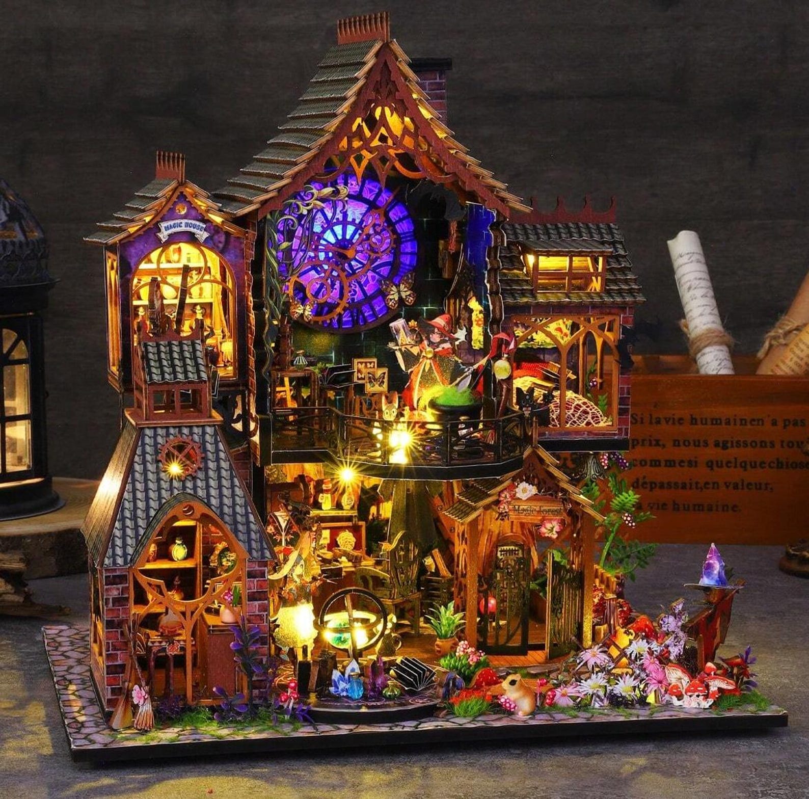 DIY Miniature Haunted House Kit With LED Lights – Gothic Dollhouse ...