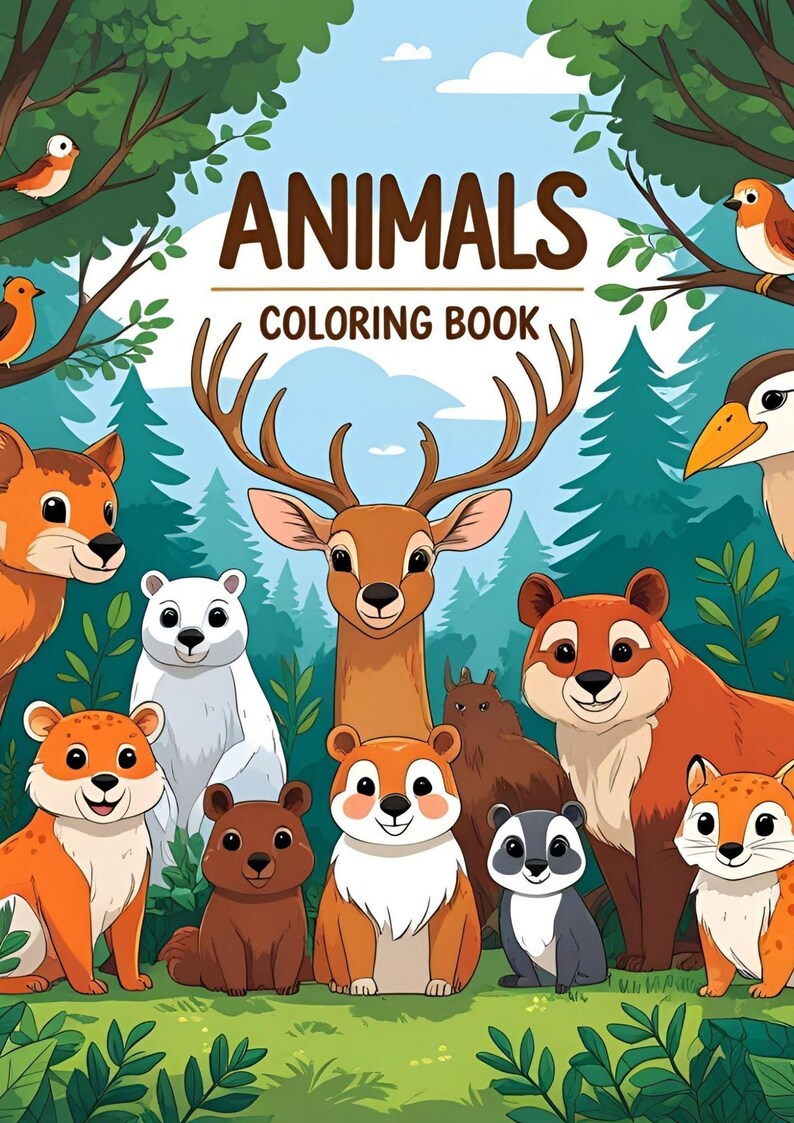 Cute Animals Coloring Book - Etsy