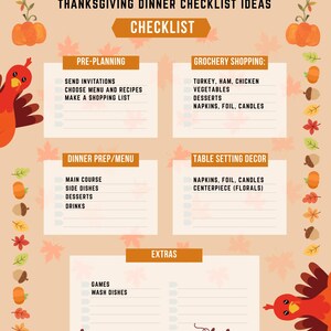 Thanksgiving Dinner Checklist/meal Planner - Etsy
