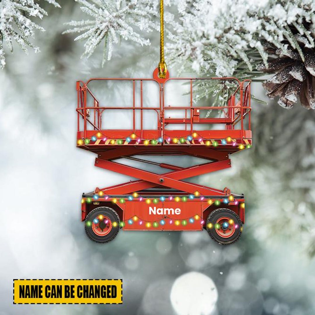 Personalized Scissor Lift Christmas Ornament, Construction Equipment ...