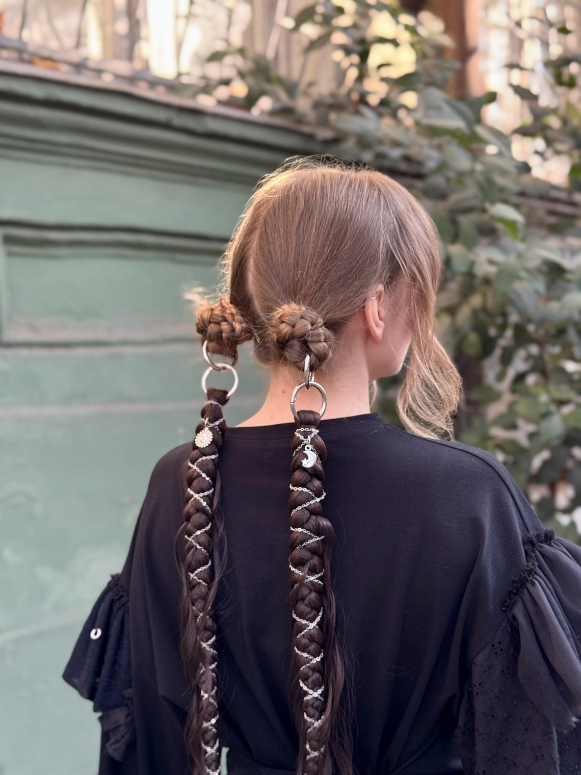 Brown Braids on Rings, Hair Extensions, Clip-in Boho Gothic Hair ...