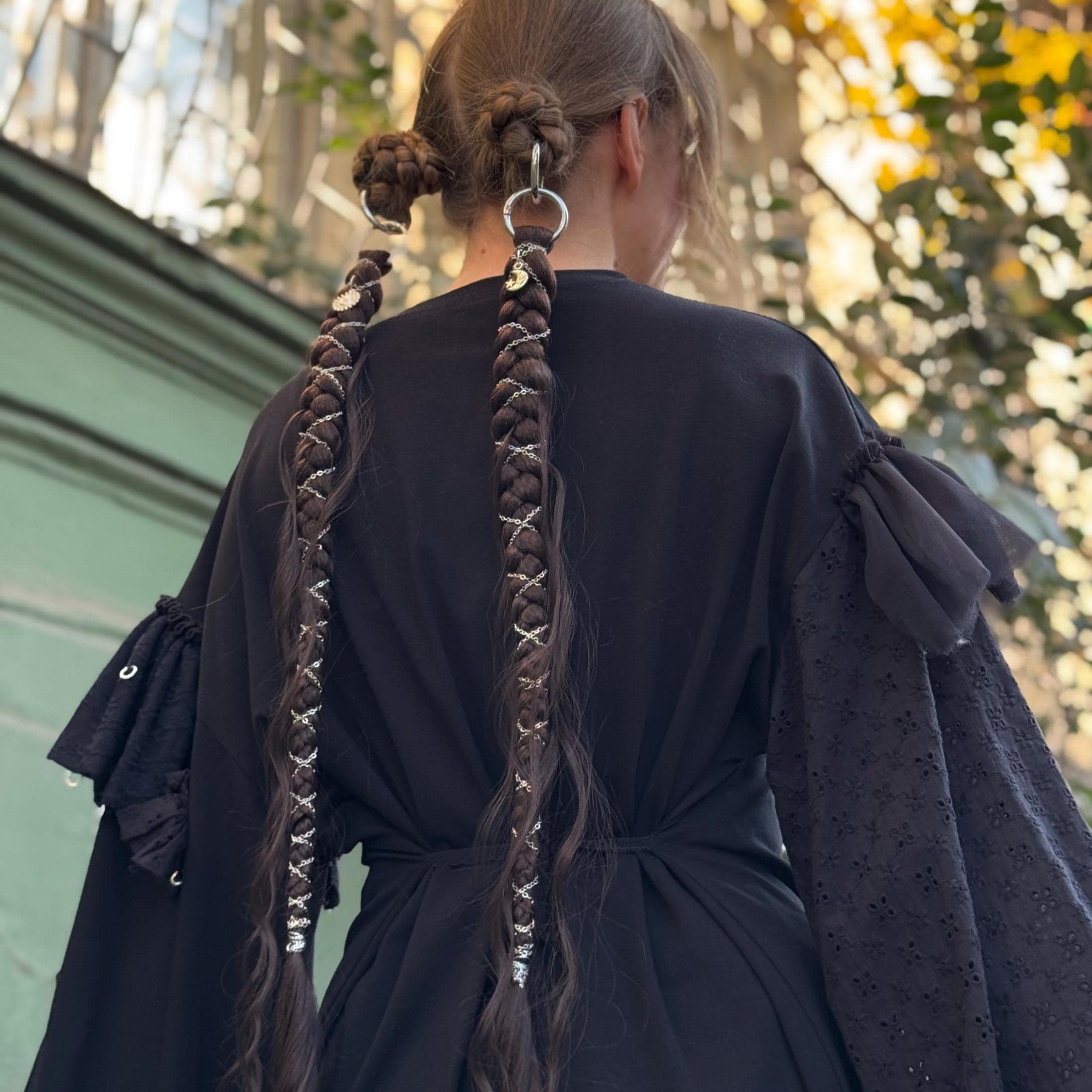 Brown Braids on Rings, Hair Extensions, Clip-in Boho Gothic Hair ...