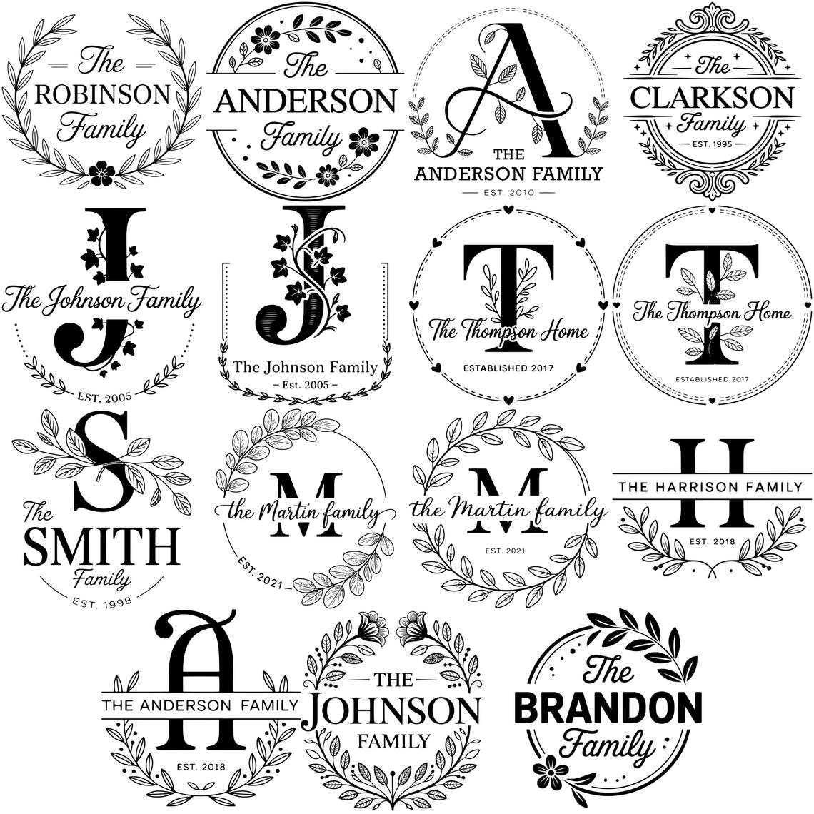 Split Letter Monogram SVG Bundle | Family Name Alphabet Designs ...
