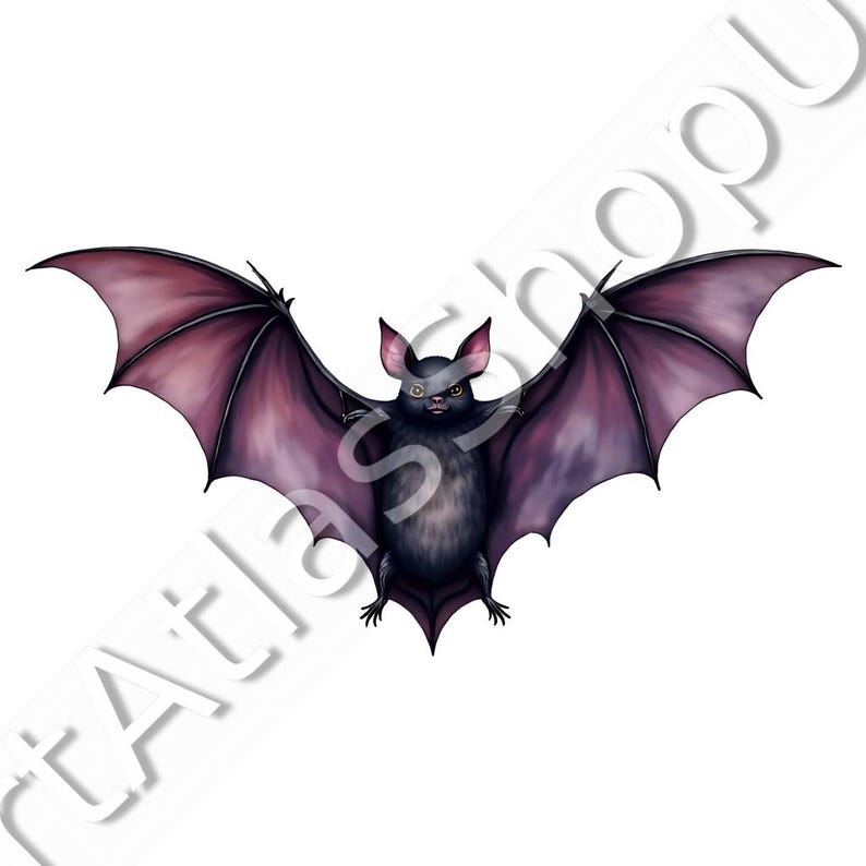 Bat Watercolor Clipart – 25 Bats (JPG, 300 DPI) | Scrapbooking & Paper ...