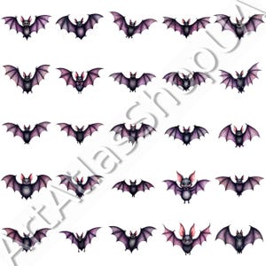 Bat Watercolor Clipart – 25 Bats (JPG, 300 DPI) | Scrapbooking & Paper ...