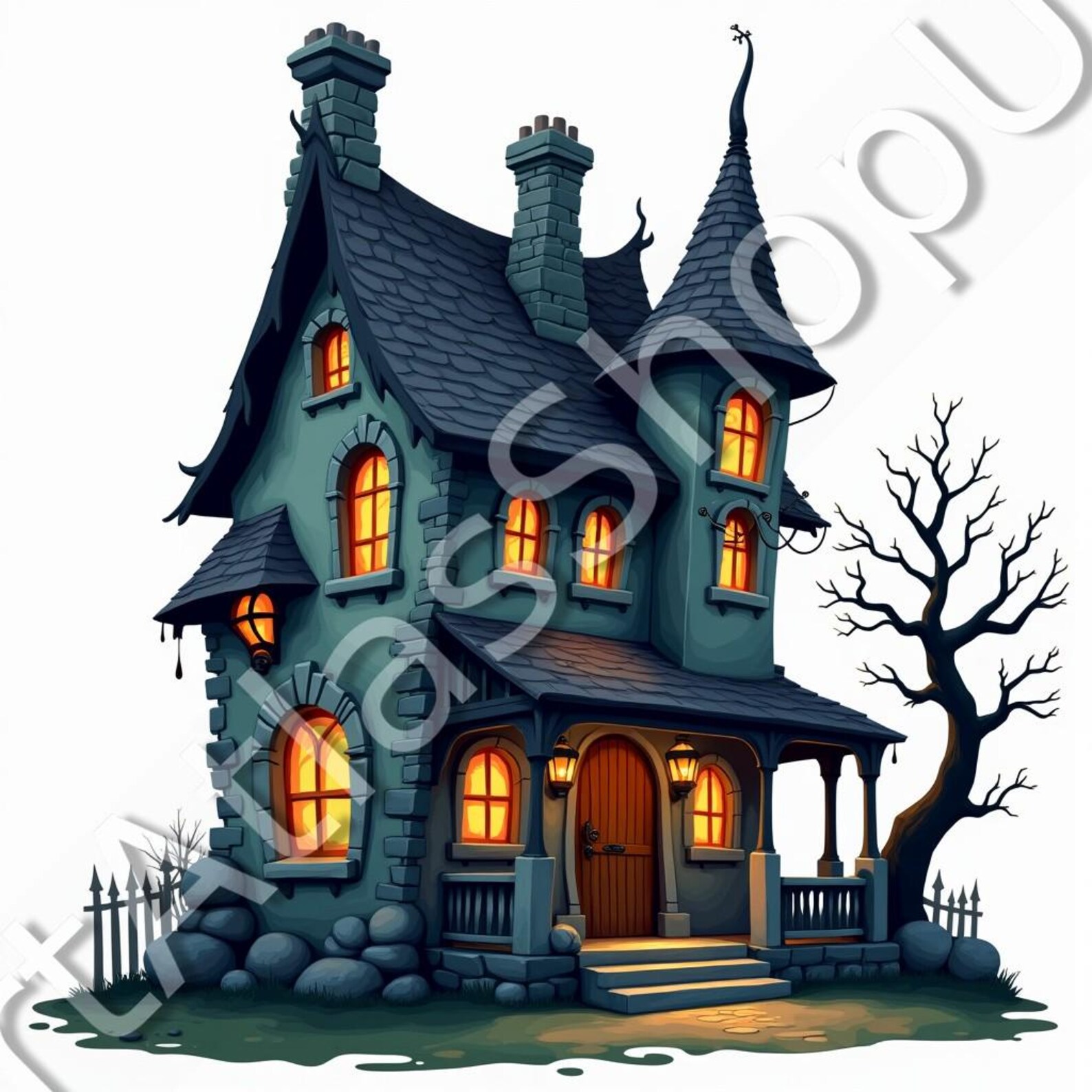 Magical Haunted Castle PNG Set — Printable Clipart, 300 DPI Transparent ...