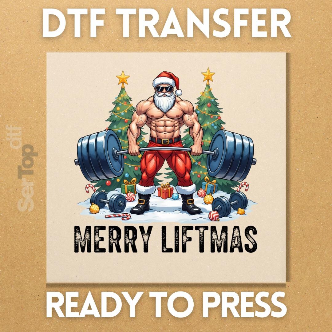 Merry Liftmas DTF Transfer, Ready to Press Bodybuilder Santa Design - Etsy