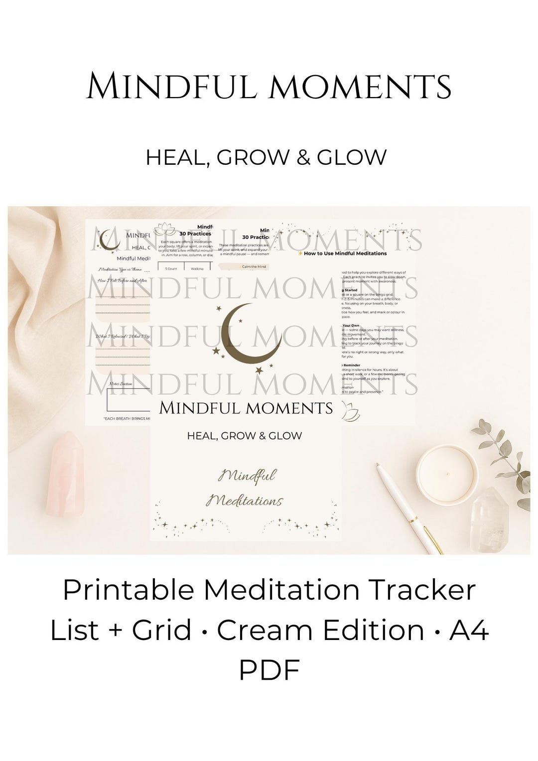 Mindful Meditation Journal Printable | 30-day Meditation Challenge ...