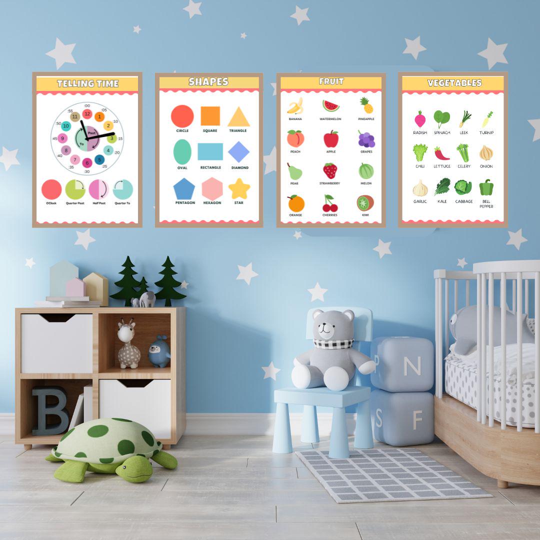 Preschool Learning Posters Bundle | 45 Kids Educational Prints (digital ...