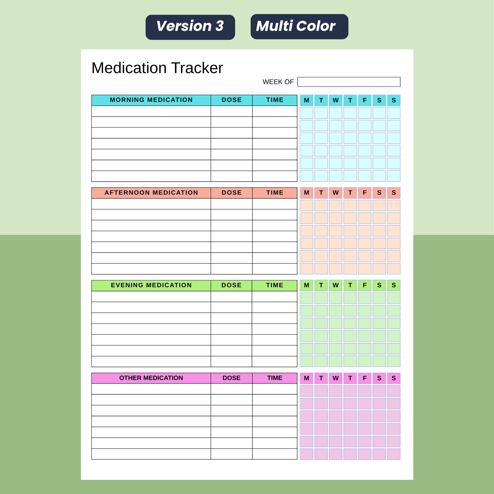 Daily Medication Tracker Printable | Weekly Schedule (PDF) - Etsy