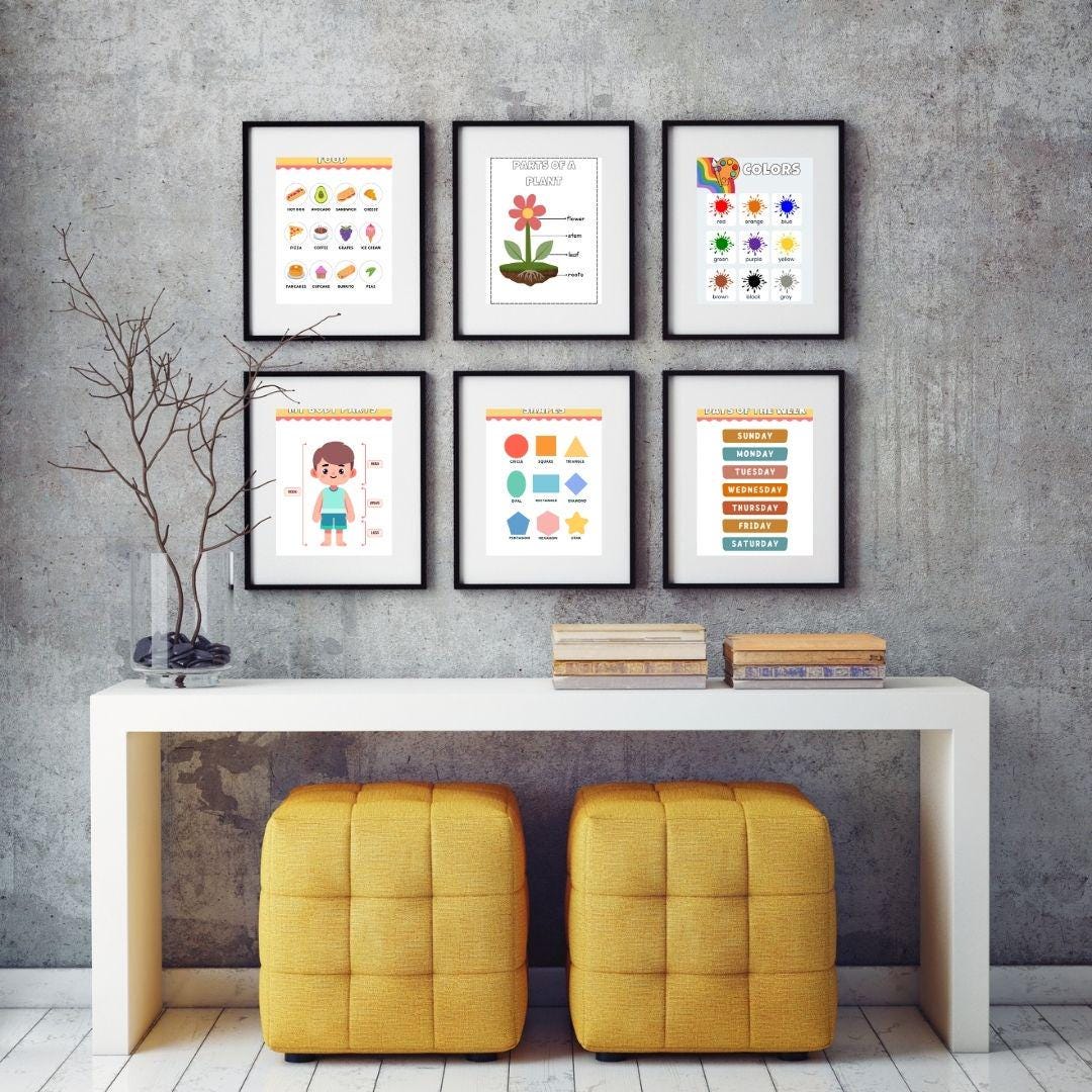 Preschool Learning Posters Bundle | 45 Kids Educational Prints (digital ...