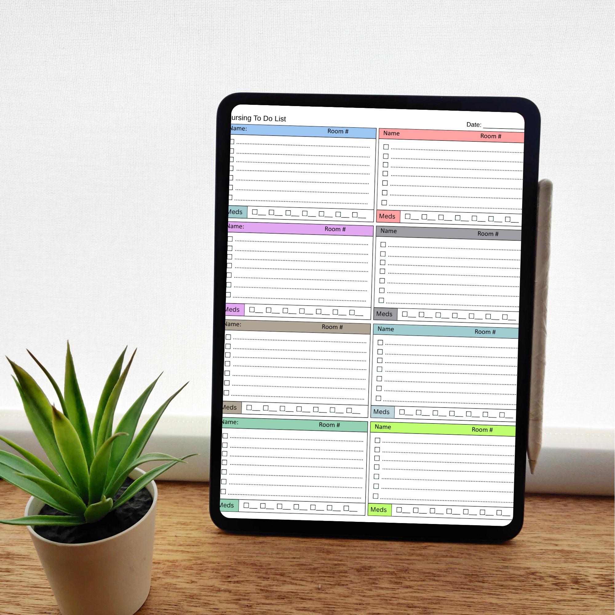 Nursing to Do List Printable | Nursing Shift Planner | Patient ...