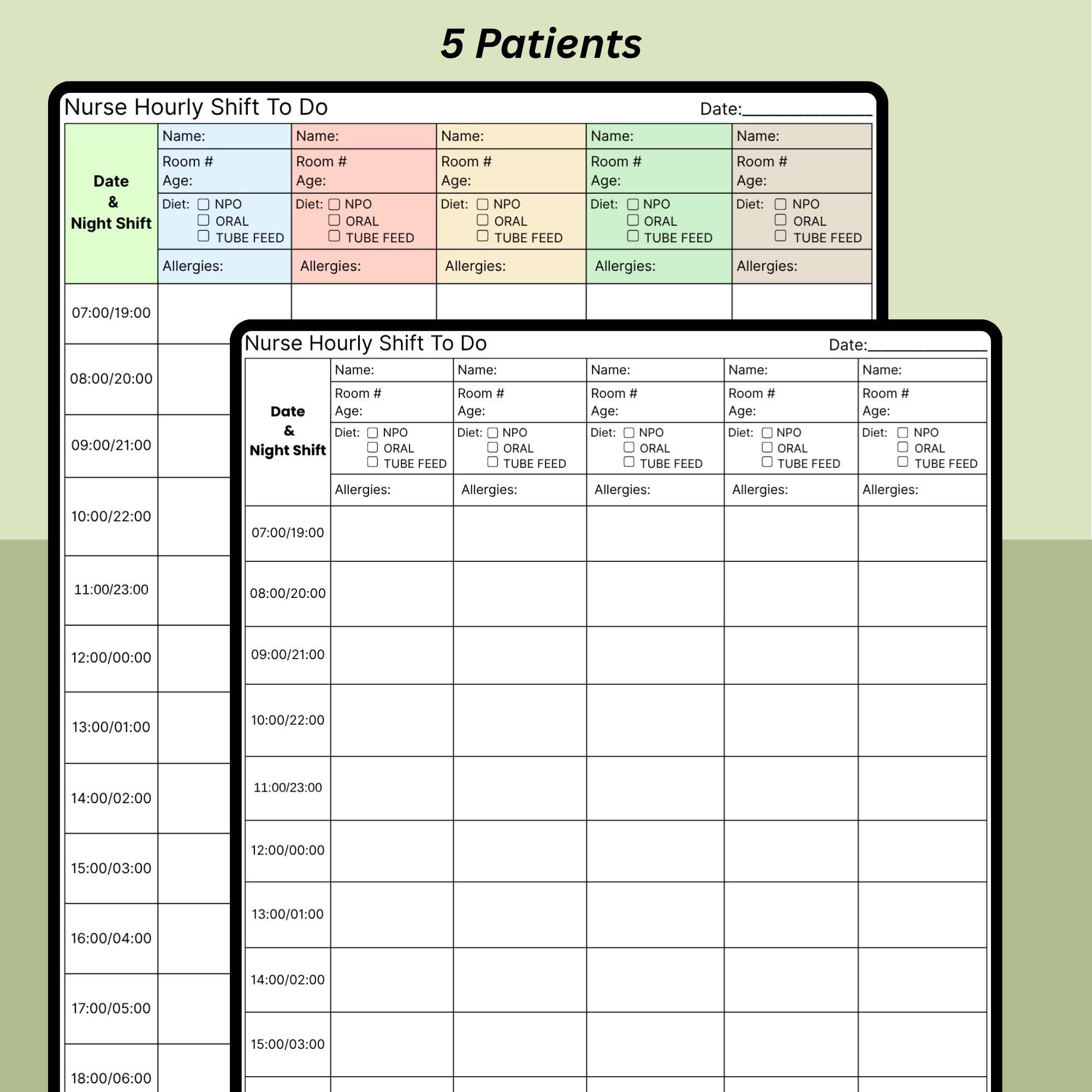 Nurse Hourly Shift Planner | Shifts Manage Planner | Long Term Care ...