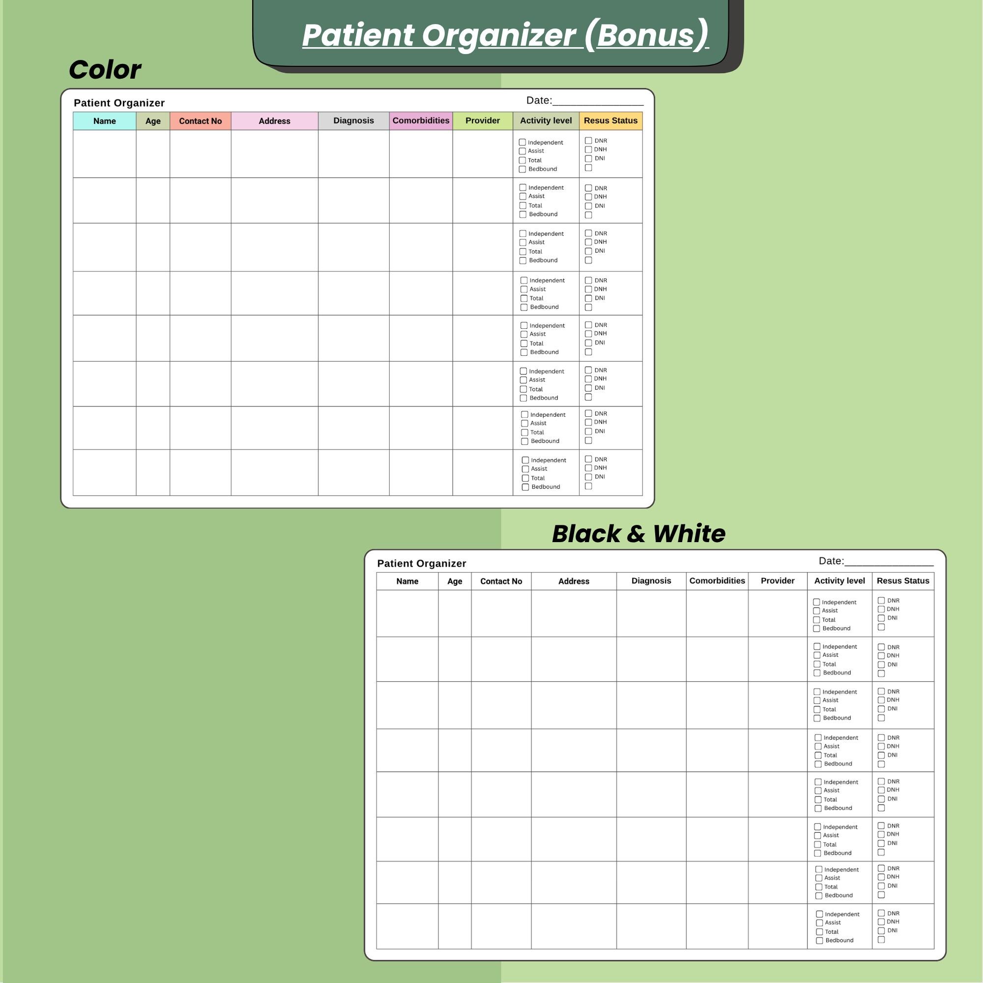 Editable Hospice Nurse Visit Sheet | Home Health Template (canva) - Etsy