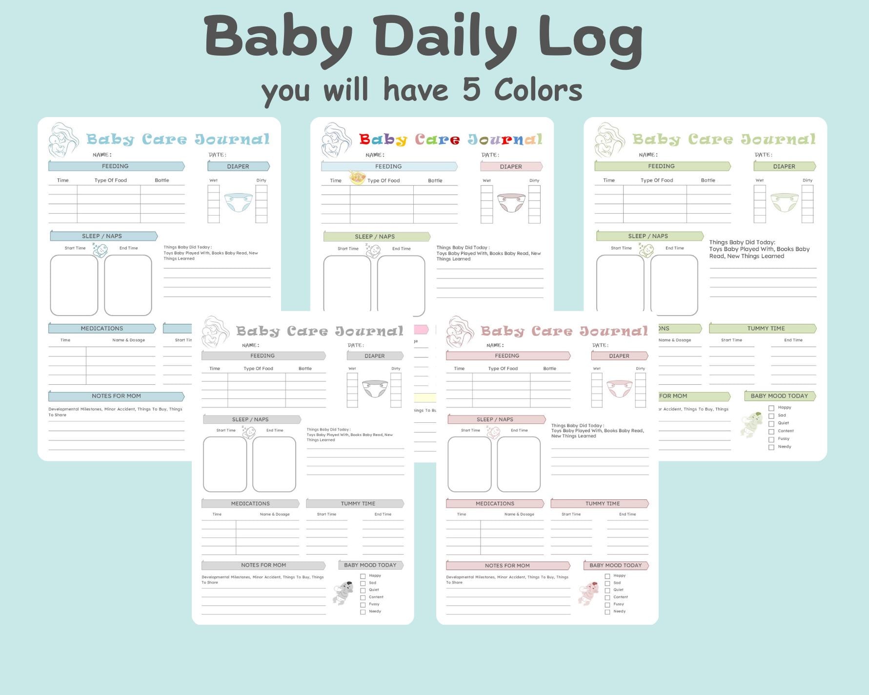 Baby Daily Log Printable | Nanny, Caregiver, Baby Care, Babysitter ...