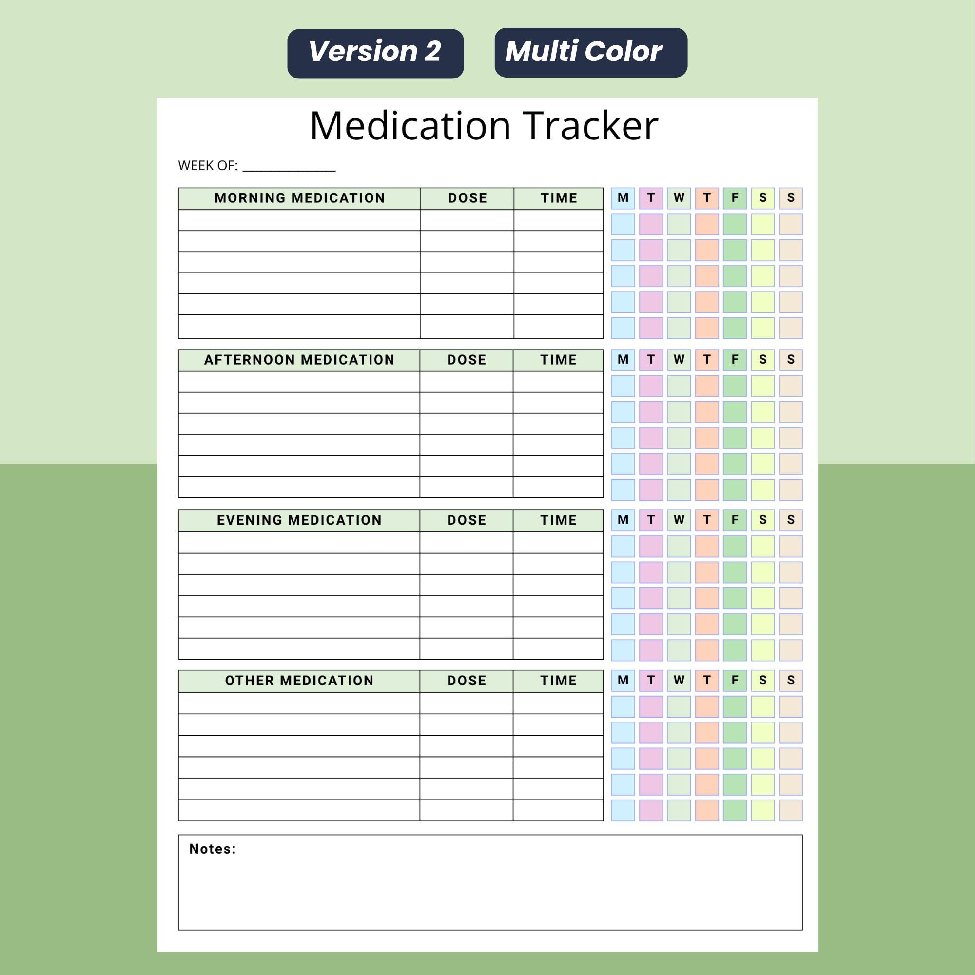 Daily Medication Tracker Printable | Weekly Schedule (PDF) - Etsy