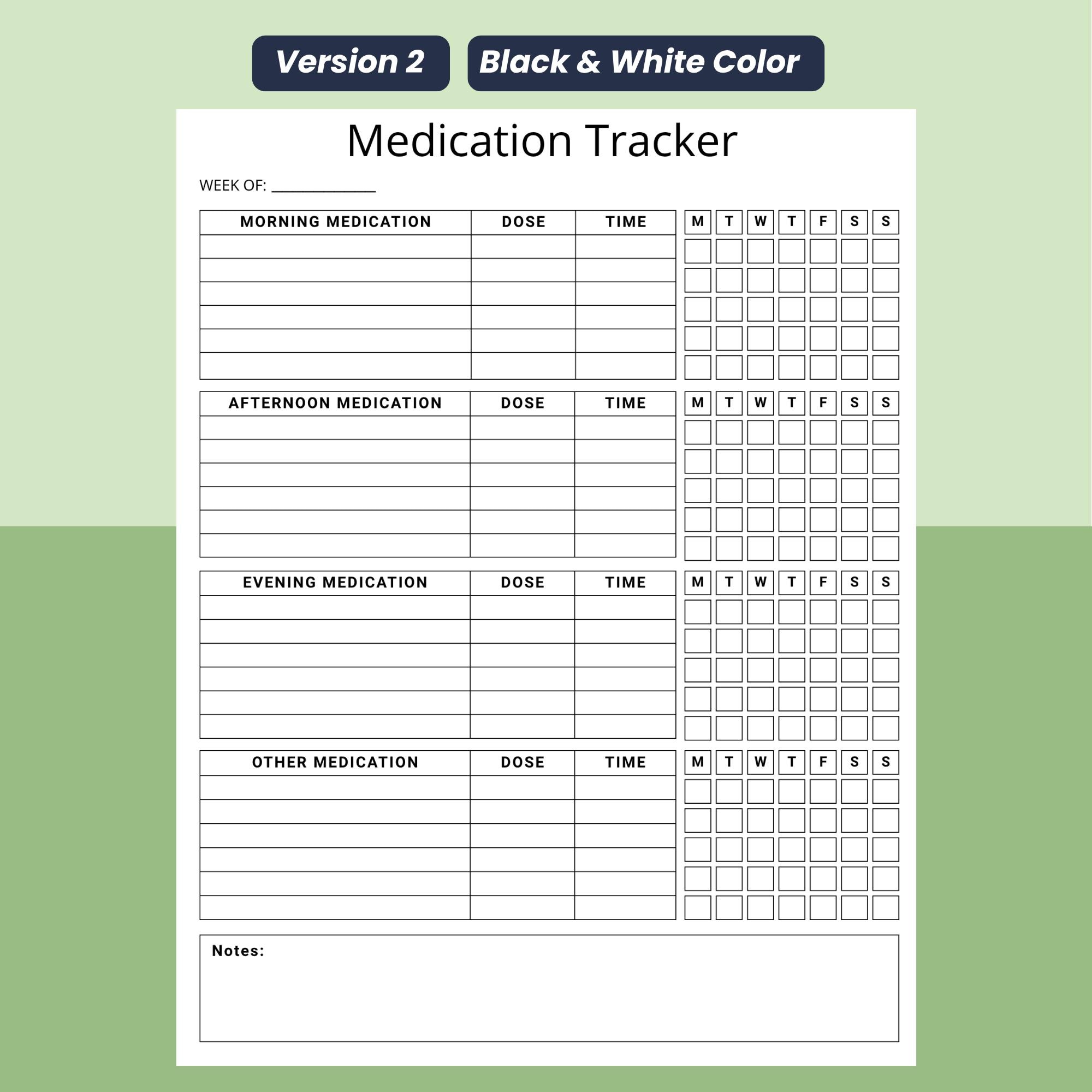 Daily Medication Tracker Printable | Weekly Schedule (PDF) - Etsy