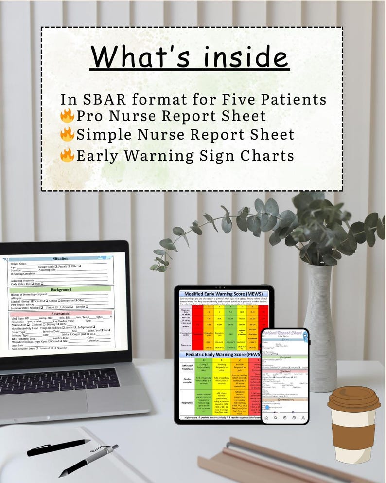 Patient Report Template | Sbar, Mews & Pews Form | Nurse Handoff Notes ...