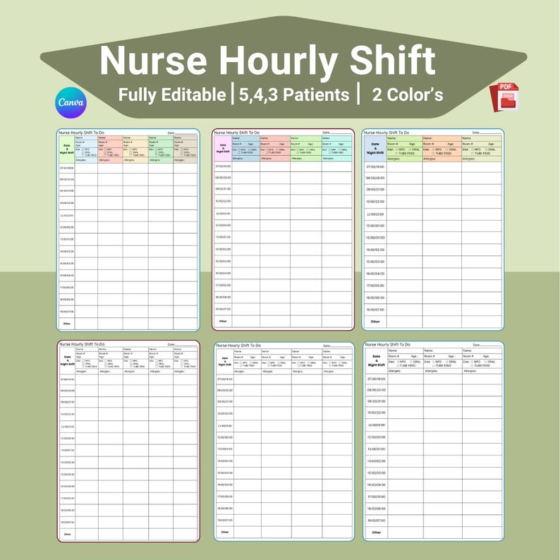 Nurse Hourly Shift Planner | Shifts Manage Planner | Long Term Care ...