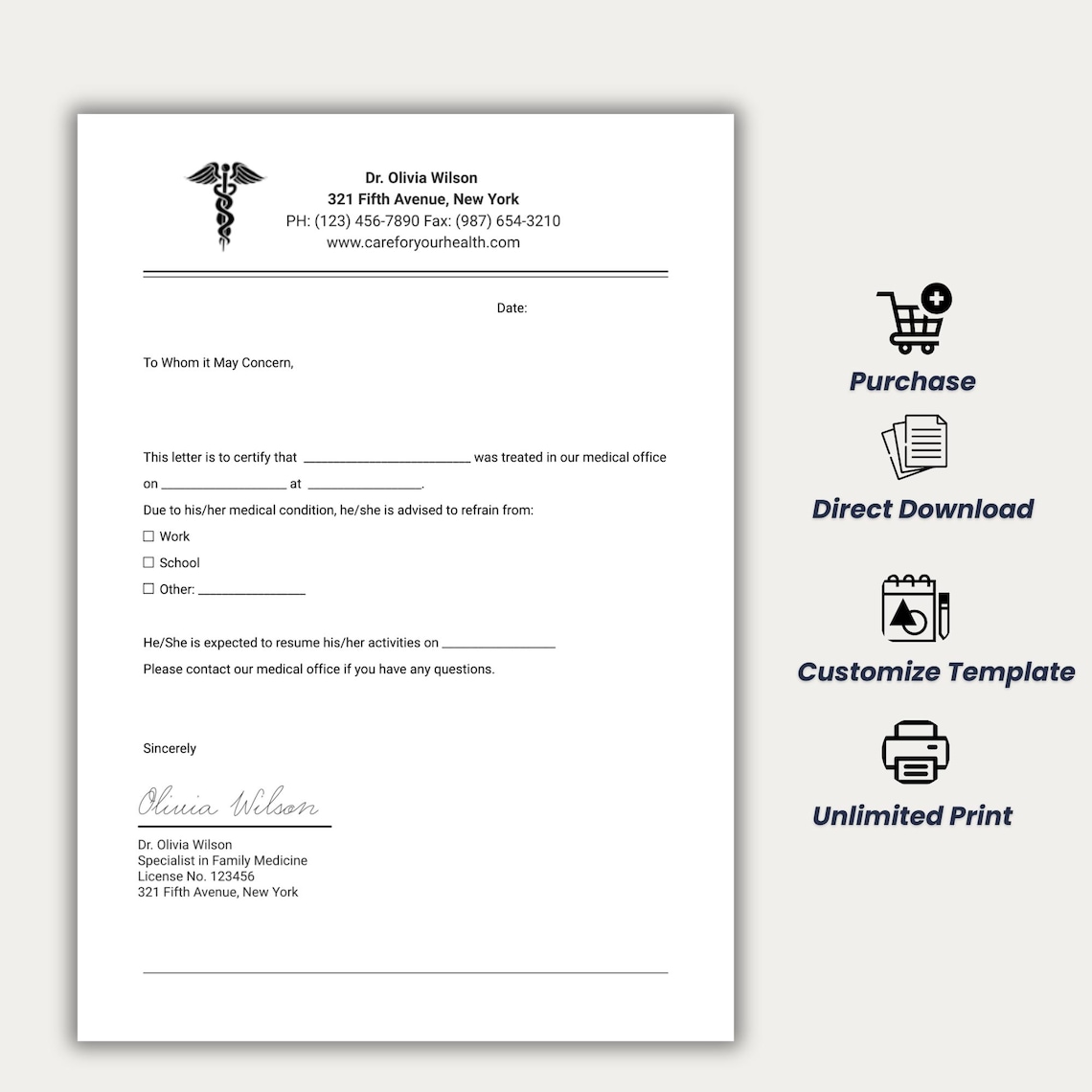 Editable Doctor's Excuse Template | Absence Form (word, PDF, Canva) - Etsy