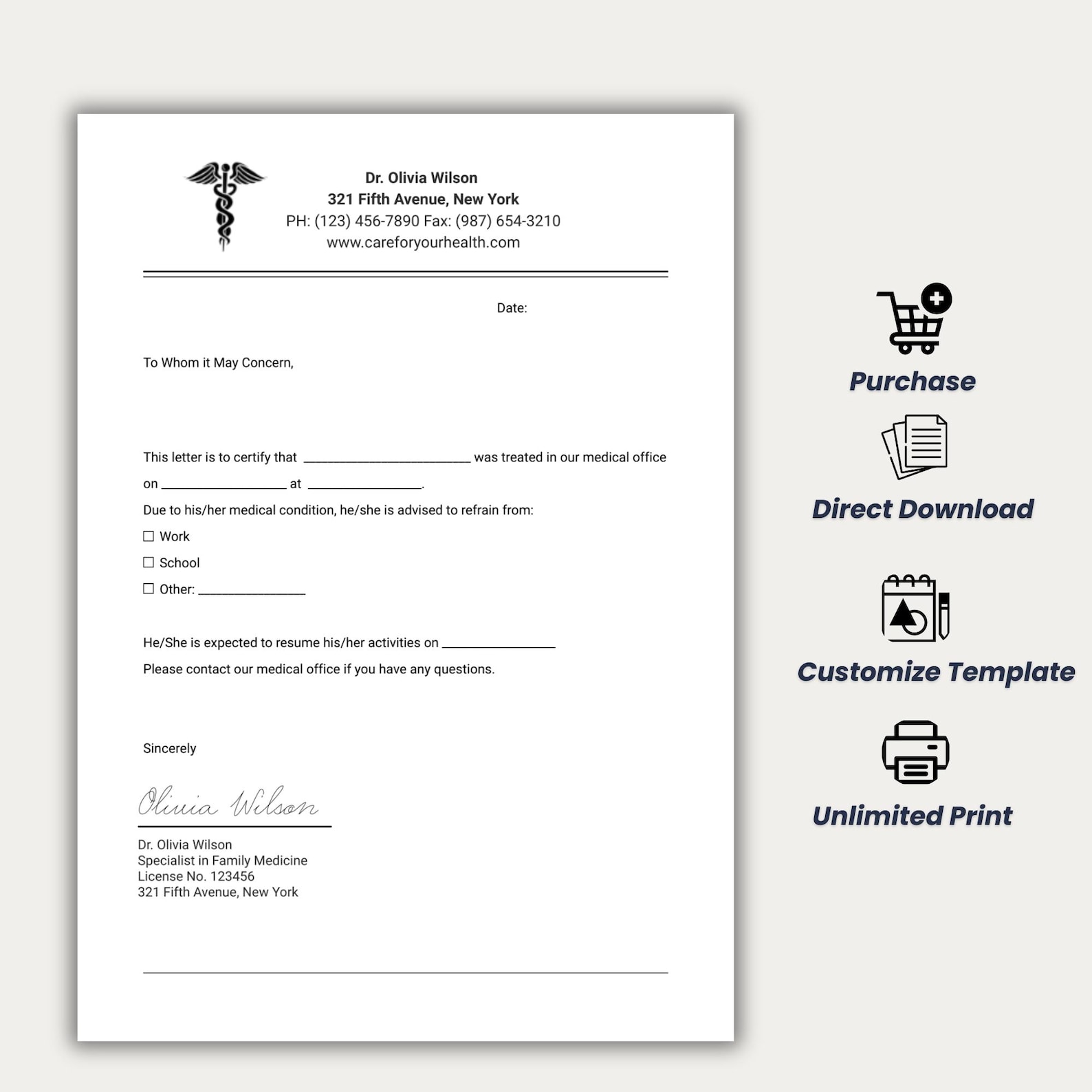 Editable Doctor's Excuse Template | Absence Form (word, PDF, Canva) - Etsy