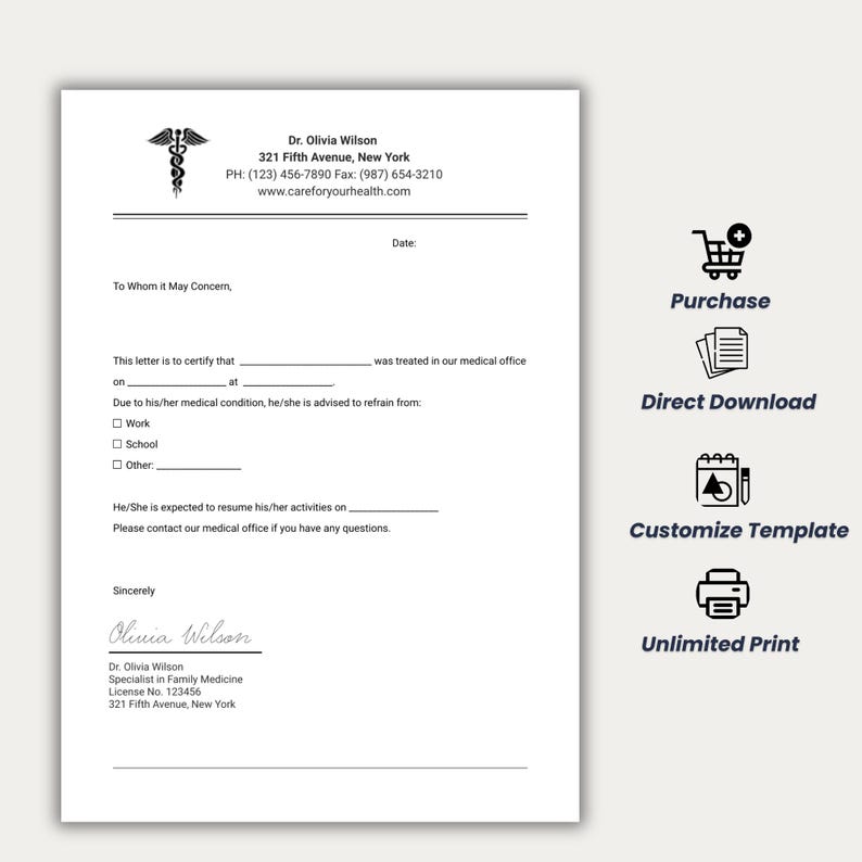 Editable Doctor's Excuse Template | Absence Form (word, PDF, Canva) - Etsy