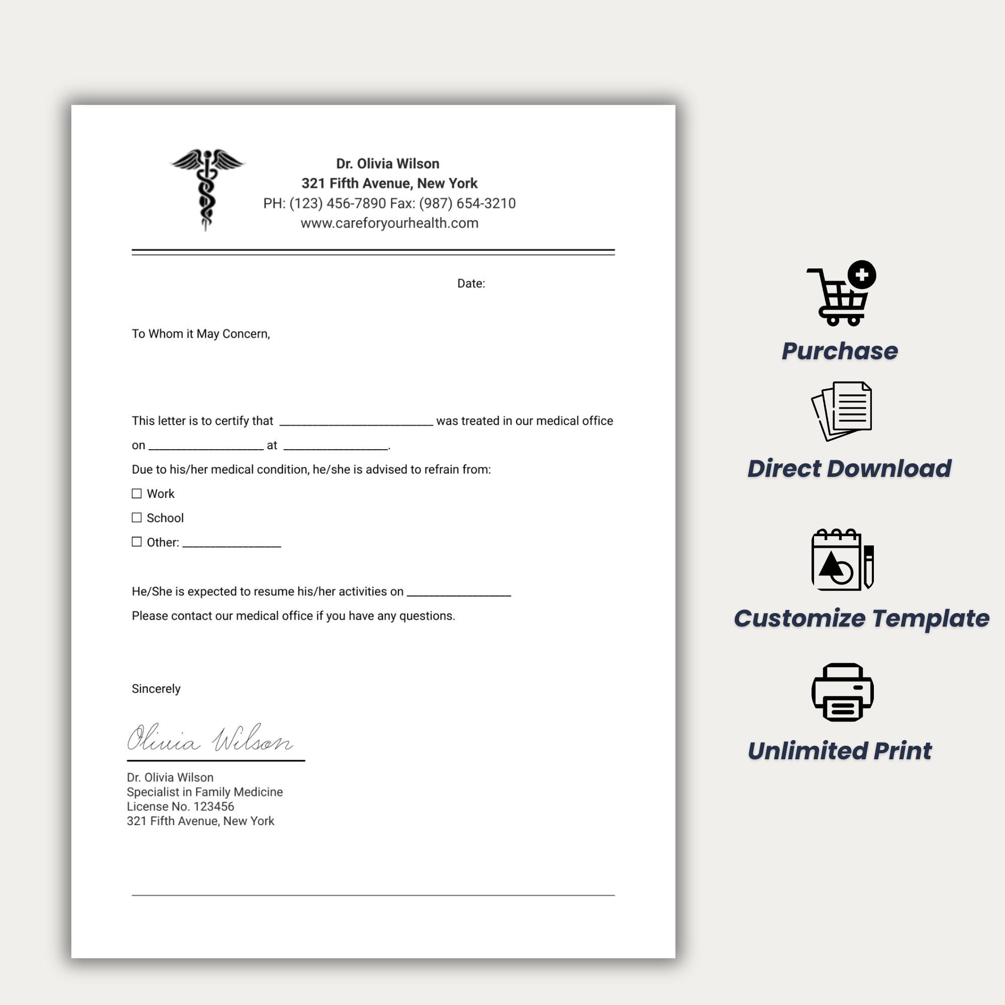 Editable Doctor's Excuse Template | Absence Form (word, PDF, Canva) - Etsy