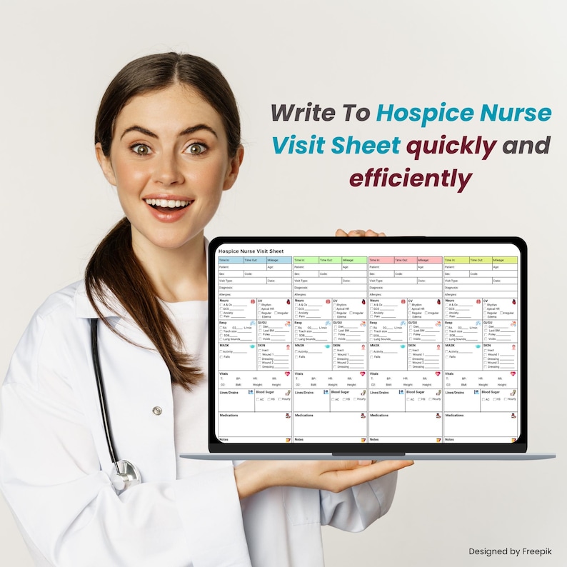 Editable Hospice Nurse Visit Sheet | Home Health Template (canva) - Etsy