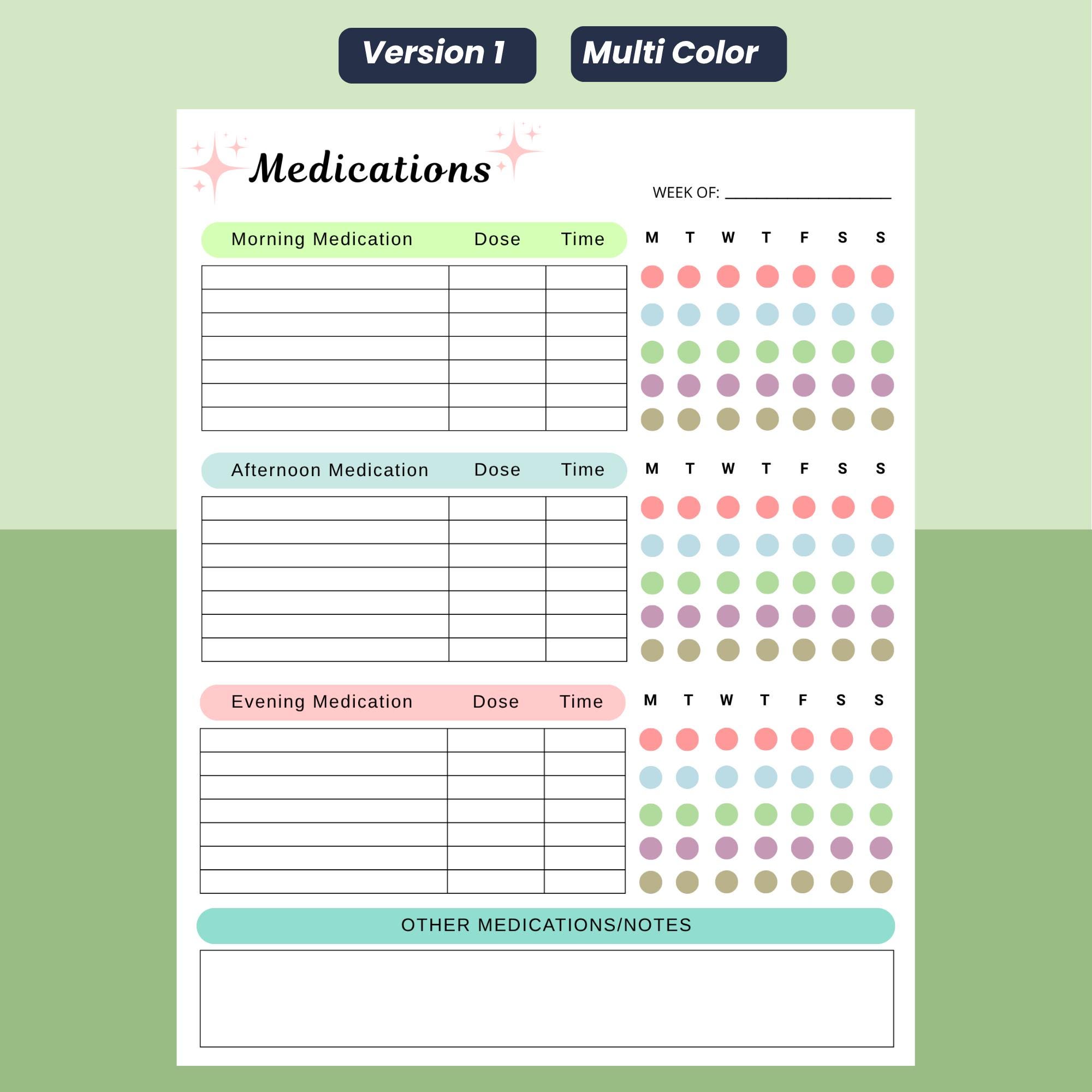 Daily Medication Tracker Printable | Weekly Schedule (PDF) - Etsy