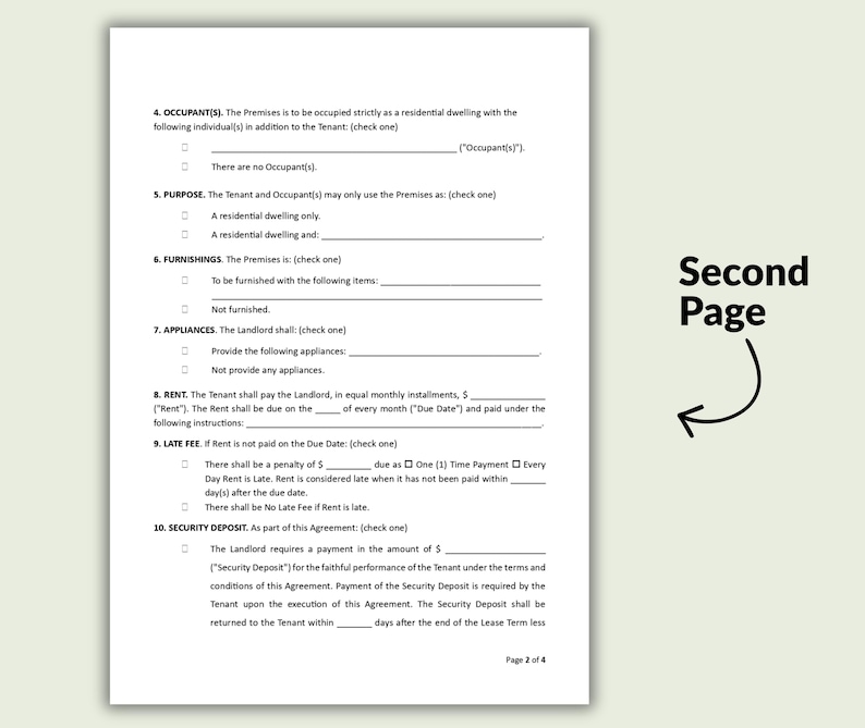 Editable Rental Agreement Template, Printable Lease, Landlord Forms ...