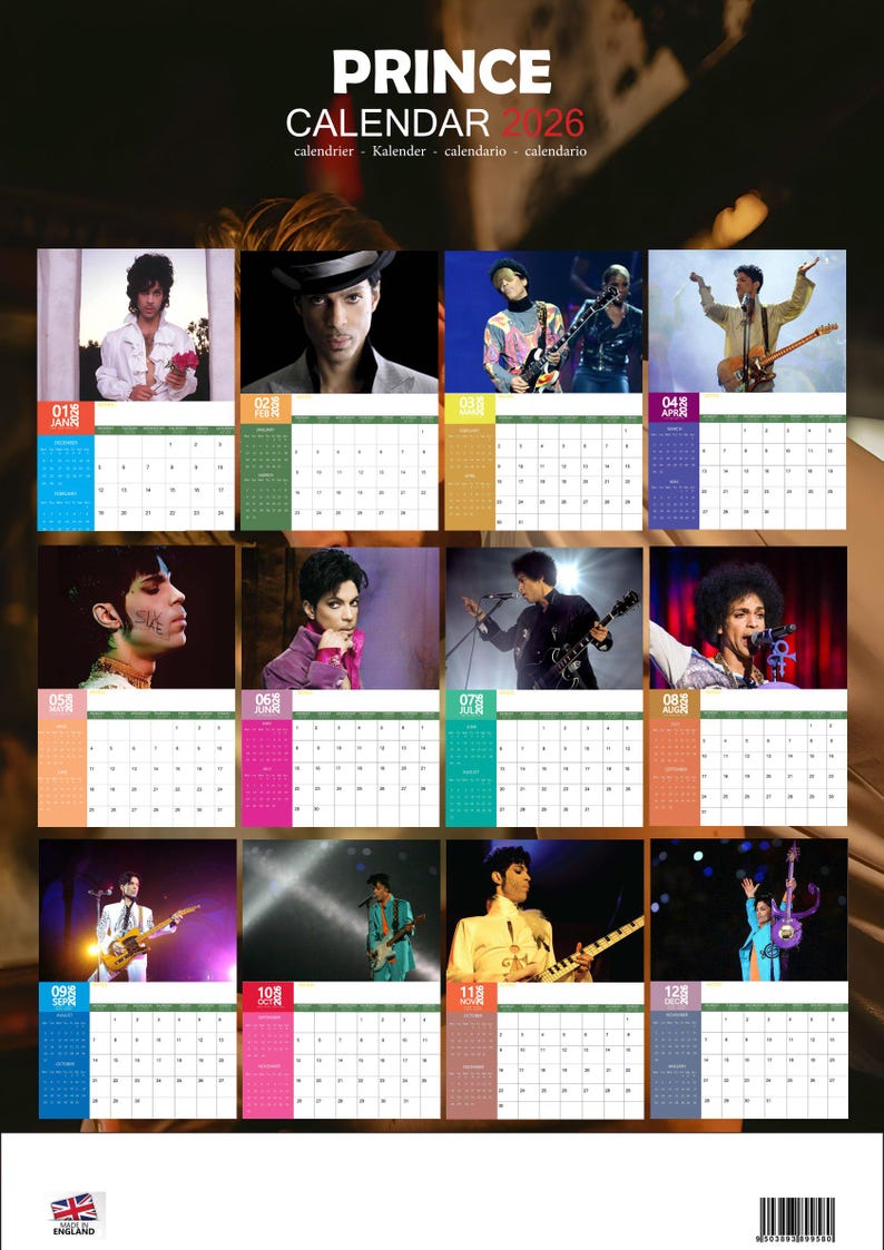 Prince A3 Calendar (M) - Etsy
