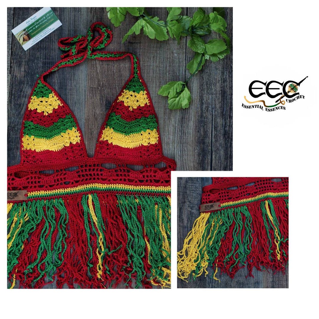 Handmade Crochet "rasta" Halter Fringe Top. S-L - Etsy