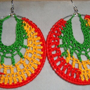 Multi-color Rasta Handmade Crochet Hoop Earrings - 4 Different Color ...