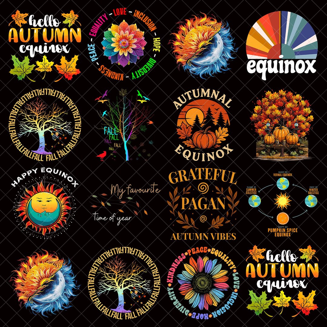 Autumn Equinox PNG Bundle, Fall Solstice Pagan Quotes Digital Designs ...