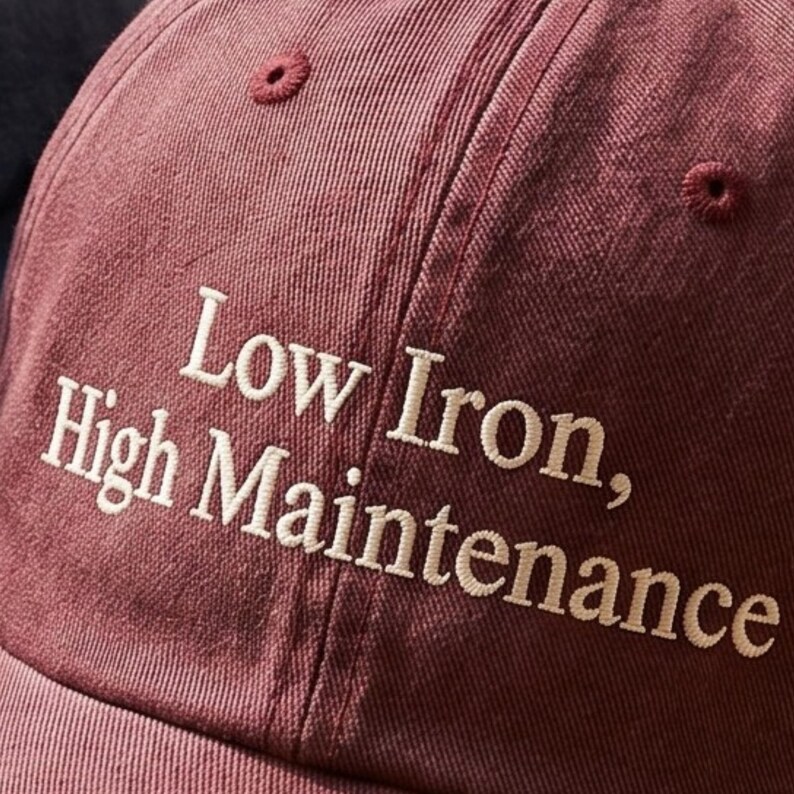 Embroidered Low Iron High Maintenance Washed Denim Hat, Sarcastic Humor ...