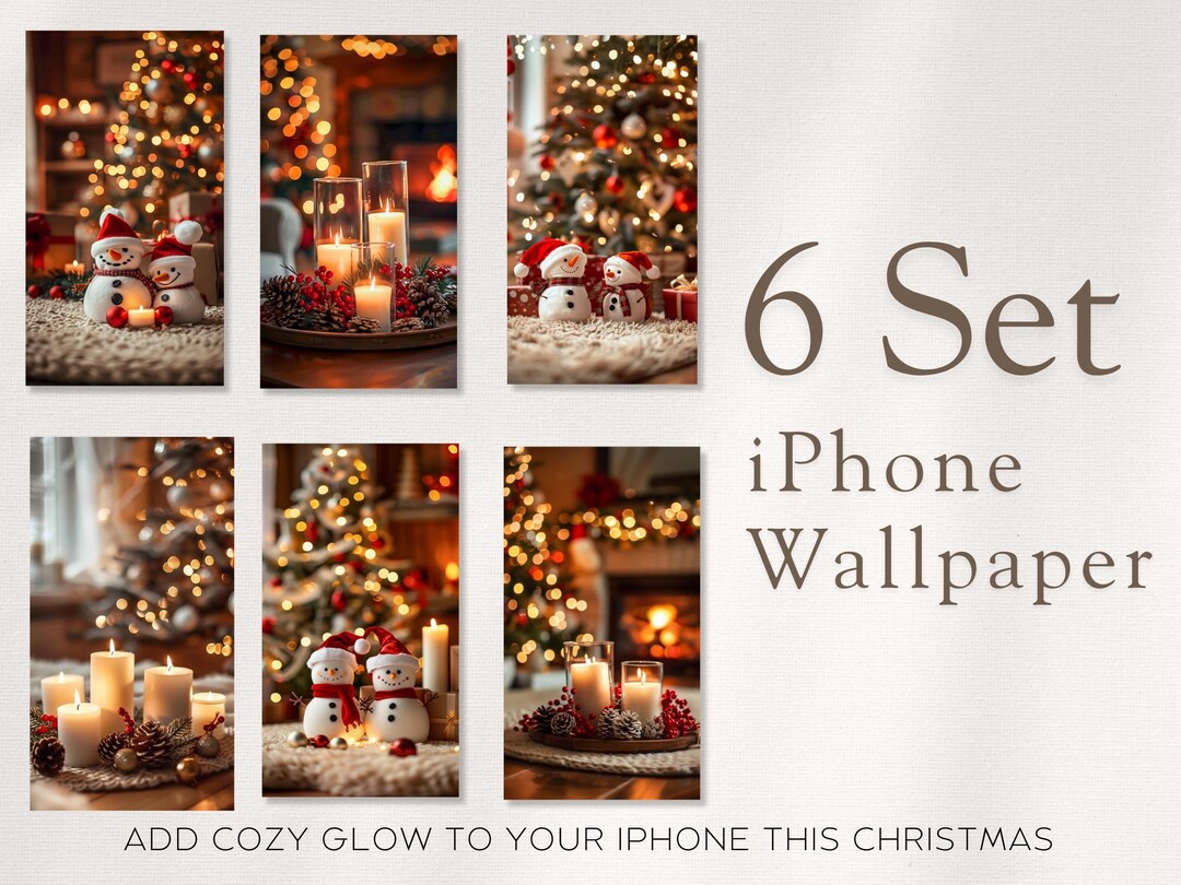Christmas iPhone Wallpaper Set – Cozy Snowman Lock Screen (digital ...