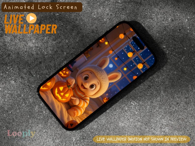 Live Wallpaper Cute Bunny Pumpkin | Cozy Halloween Animated Phone ...