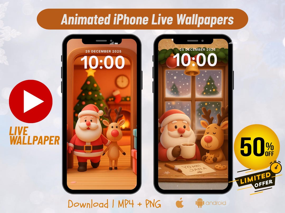 Christmas Live Wallpaper MP4 + PNG | Santa Holiday Lock Screen for ...