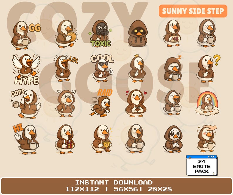 Cozy Goose Emotes – 24 Cute Twitch & Discord Streamer Designs - Etsy