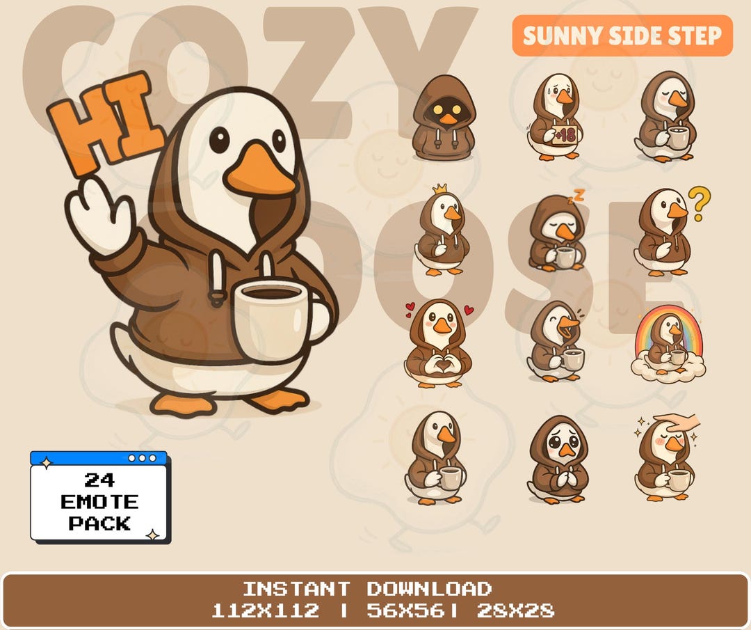 Cozy Goose Emotes – 24 Cute Twitch & Discord Streamer Designs - Etsy