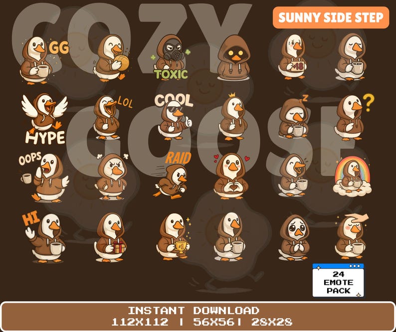 Cozy Goose Emotes – 24 Cute Twitch & Discord Streamer Designs - Etsy