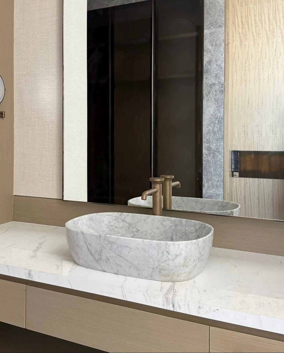 Handcrafted Carrara Marble Vessel Sink: Round Marble Basin, Counter Top ...