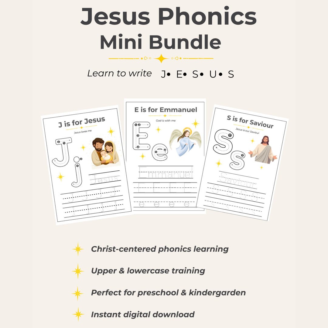 Jesus Phonics Worksheets | Christian Alphabet Tracing for Preschool ...
