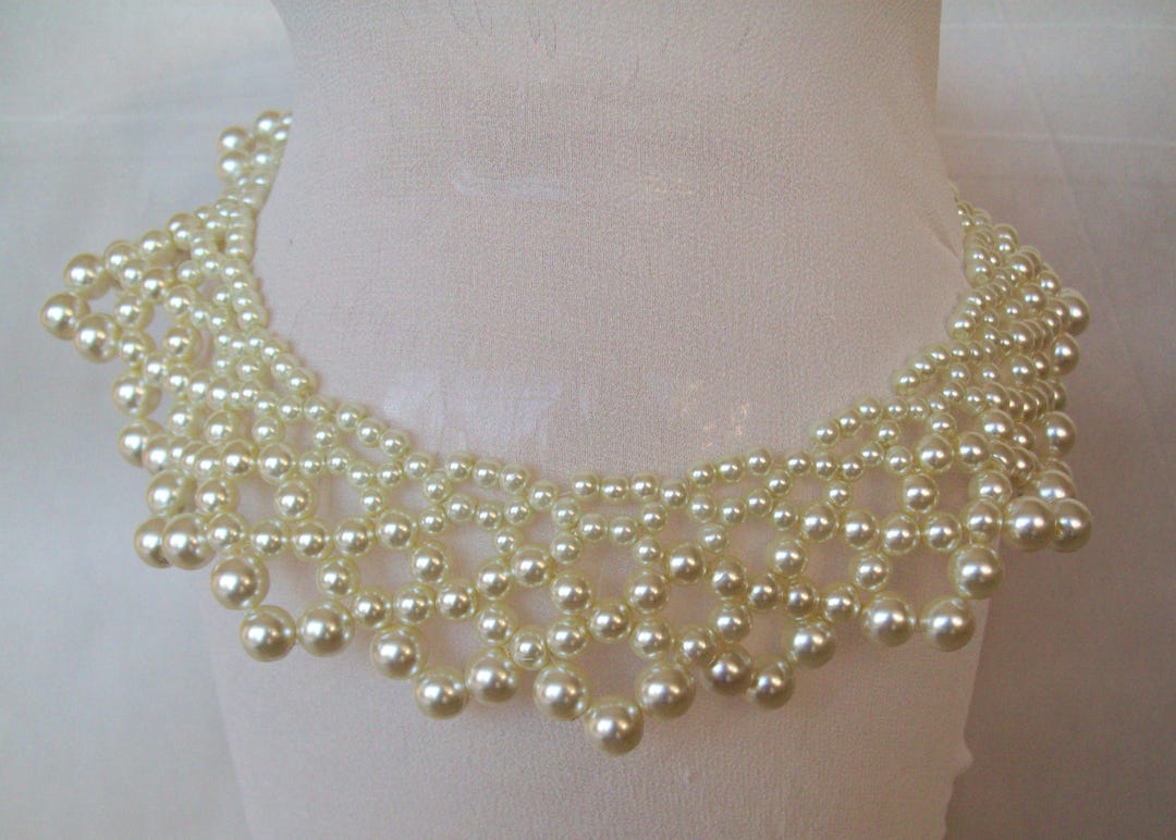 Bead Netting Graduated Pearl Collar Necklace Pattern: Beadweaving ...
