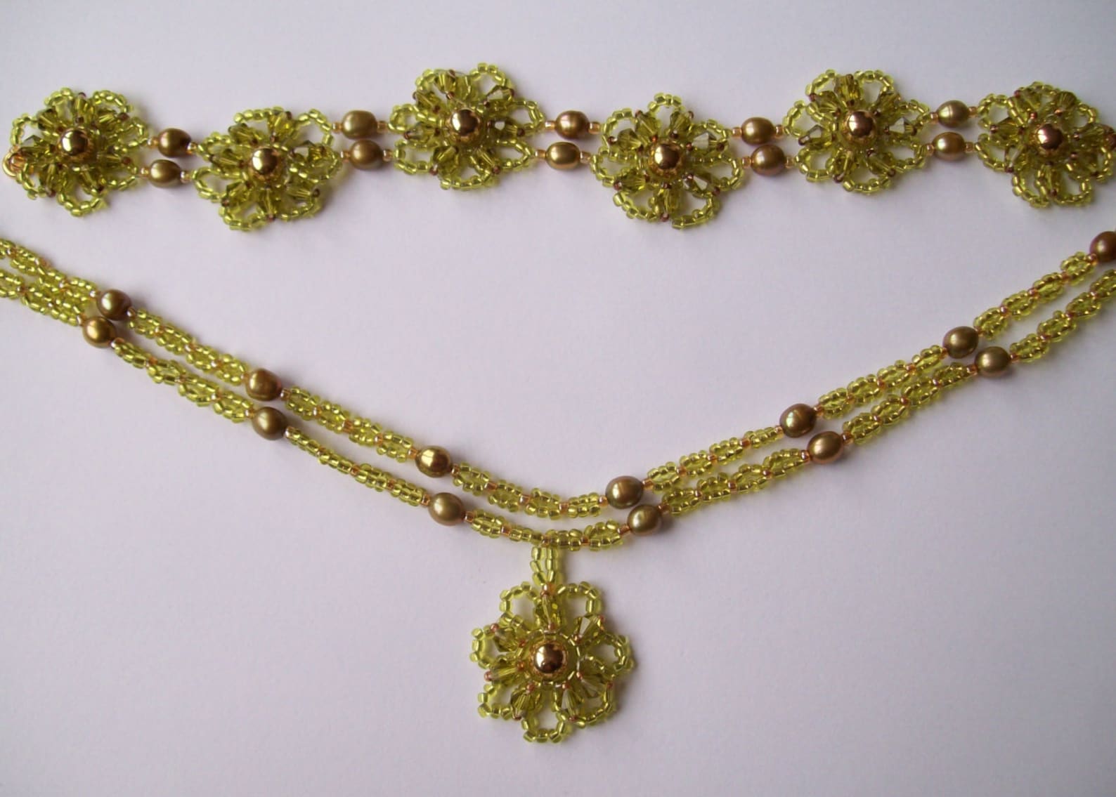 Pattern Bead Flower Necklace & Bracelet Jewelry With Bicones - Beading ...