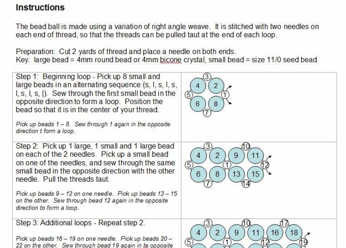 PDF Tutorial for Right Angle Weave Beaded Ball Beading Pattern ...